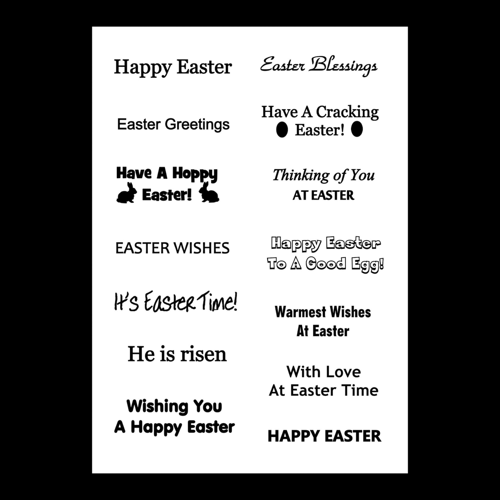 Easter Sentiments JPG Digital Sheet, Printable Greetings Card ...