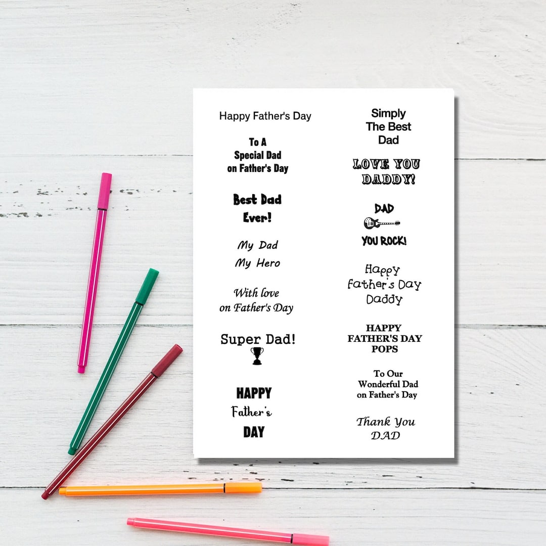 Father Sentiments Digital Sheet, Printable Fathers Day Sentiments ...