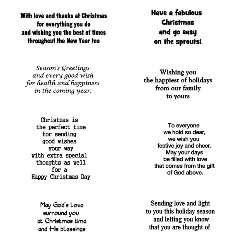 Christmas Inserts JPG Digital Sheet, Printable Christmas Card Verses ...