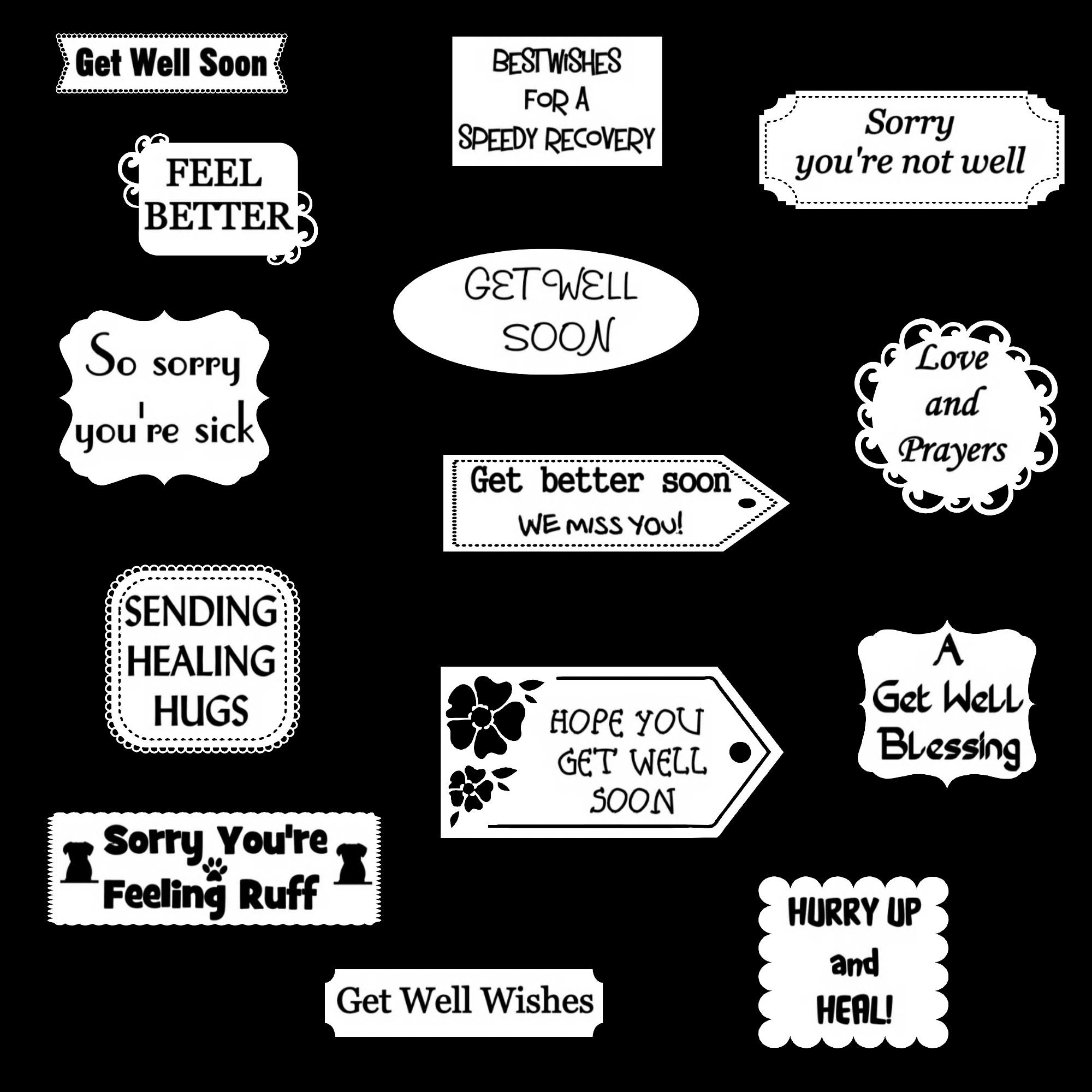 Get Well Sentiments Digital Sheet, Get Well Words and Phrases ...