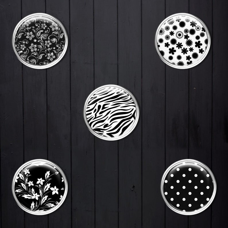 Black and White Circles Digital Collage Sheet, Instant Download 2 Inch Circles, Monochrome ...