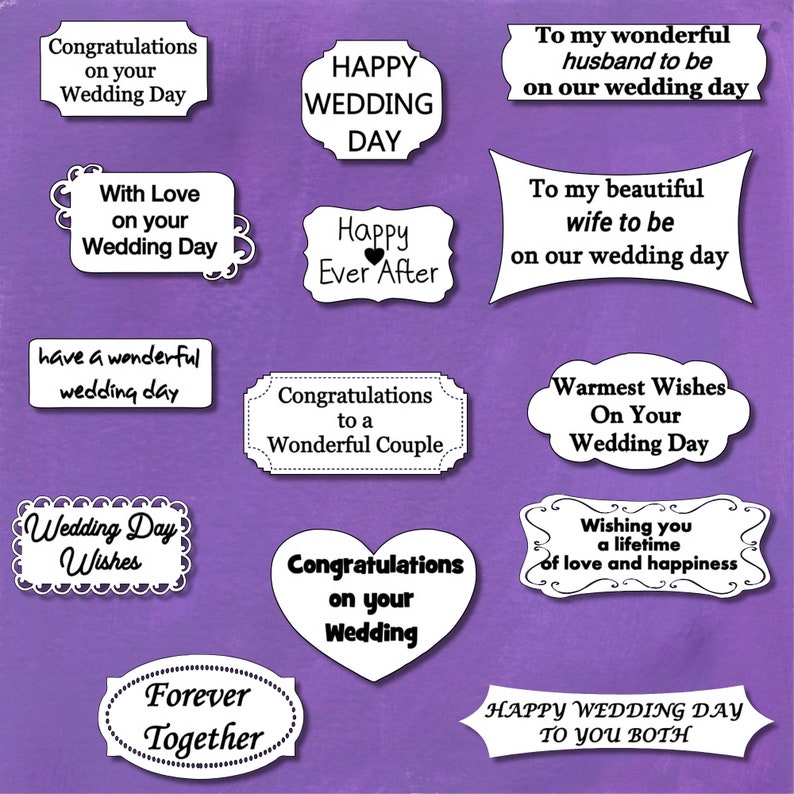 Wedding Sentiments Digital Sheet, Wedding Card Sentiments, Printable ...