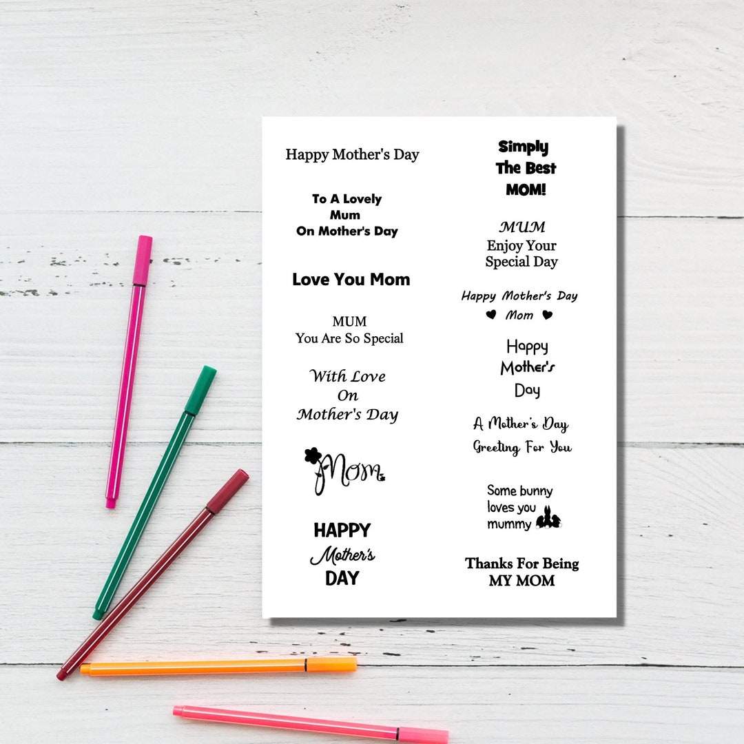 Mother Sentiments Digital Sheet, Printable Mothers Day Sentiments ...