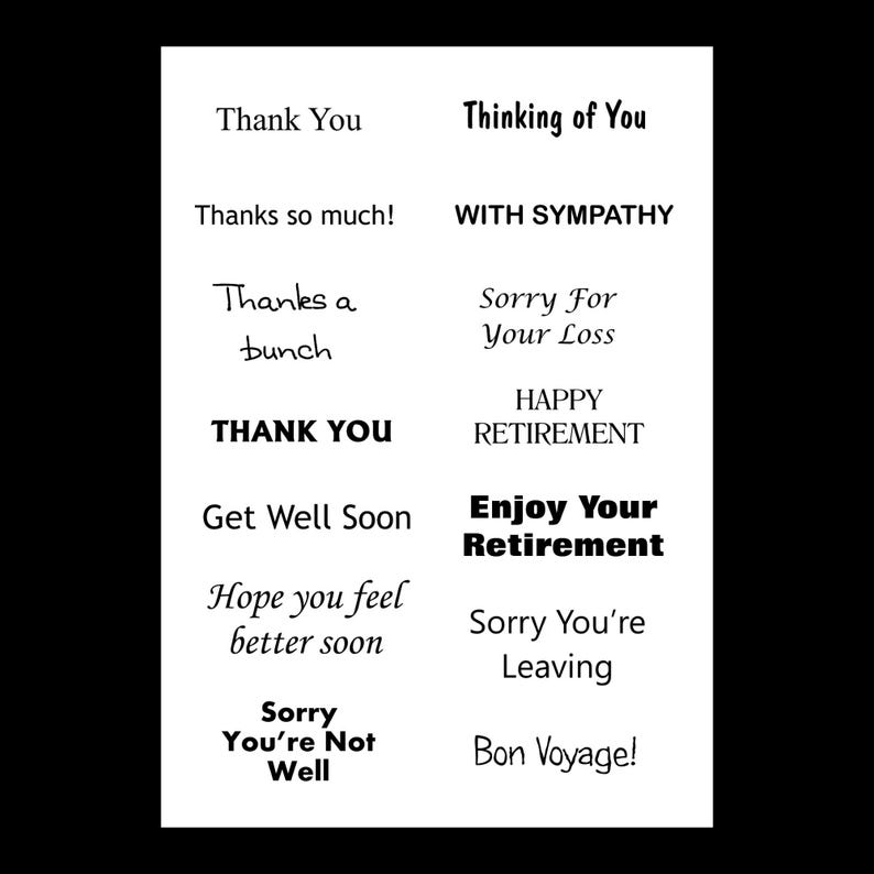 Mixed Sentiments Digital Sheet, Printable Words and Phrases, Cardmaker ...