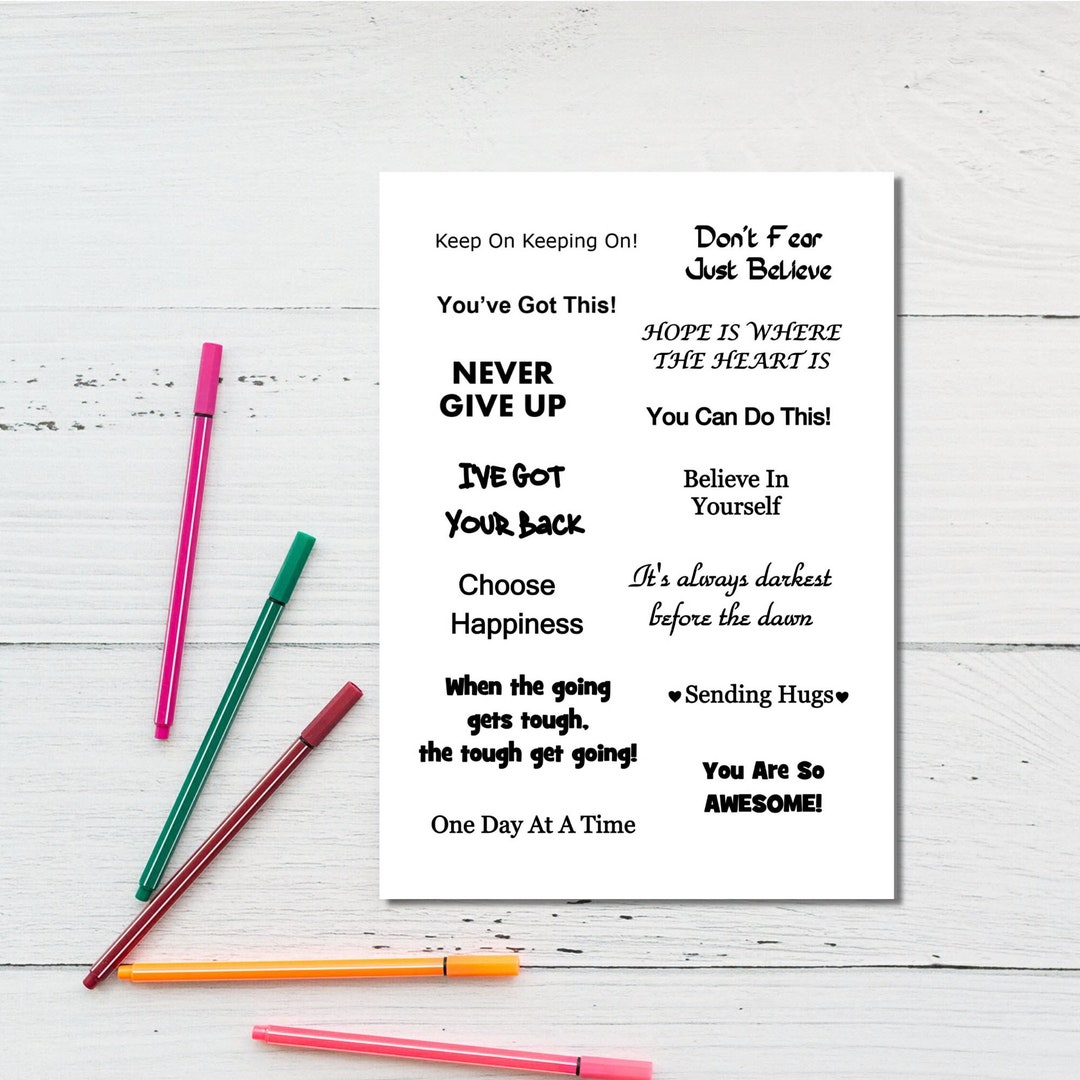 Encouraging Sentiments Digital Sheet, Printable Card Sentiments, Card ...