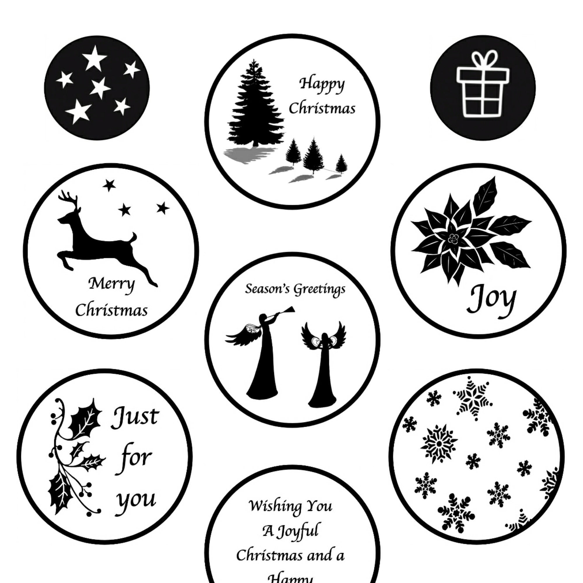 Printable Christmas Circle Gift Tags, Instant Download Tags for ...