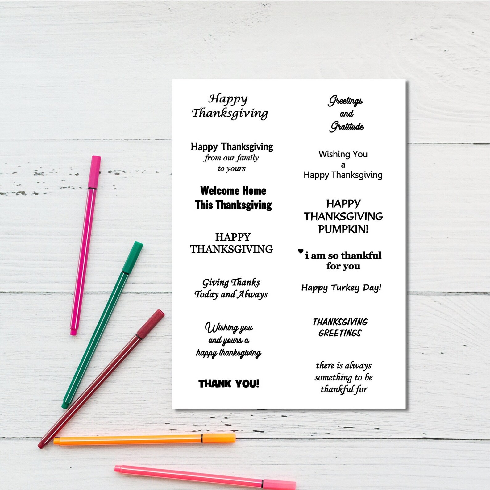 Thanksgiving Sentiments Digital Sheet, Thanksgiving Words and Phrases ...