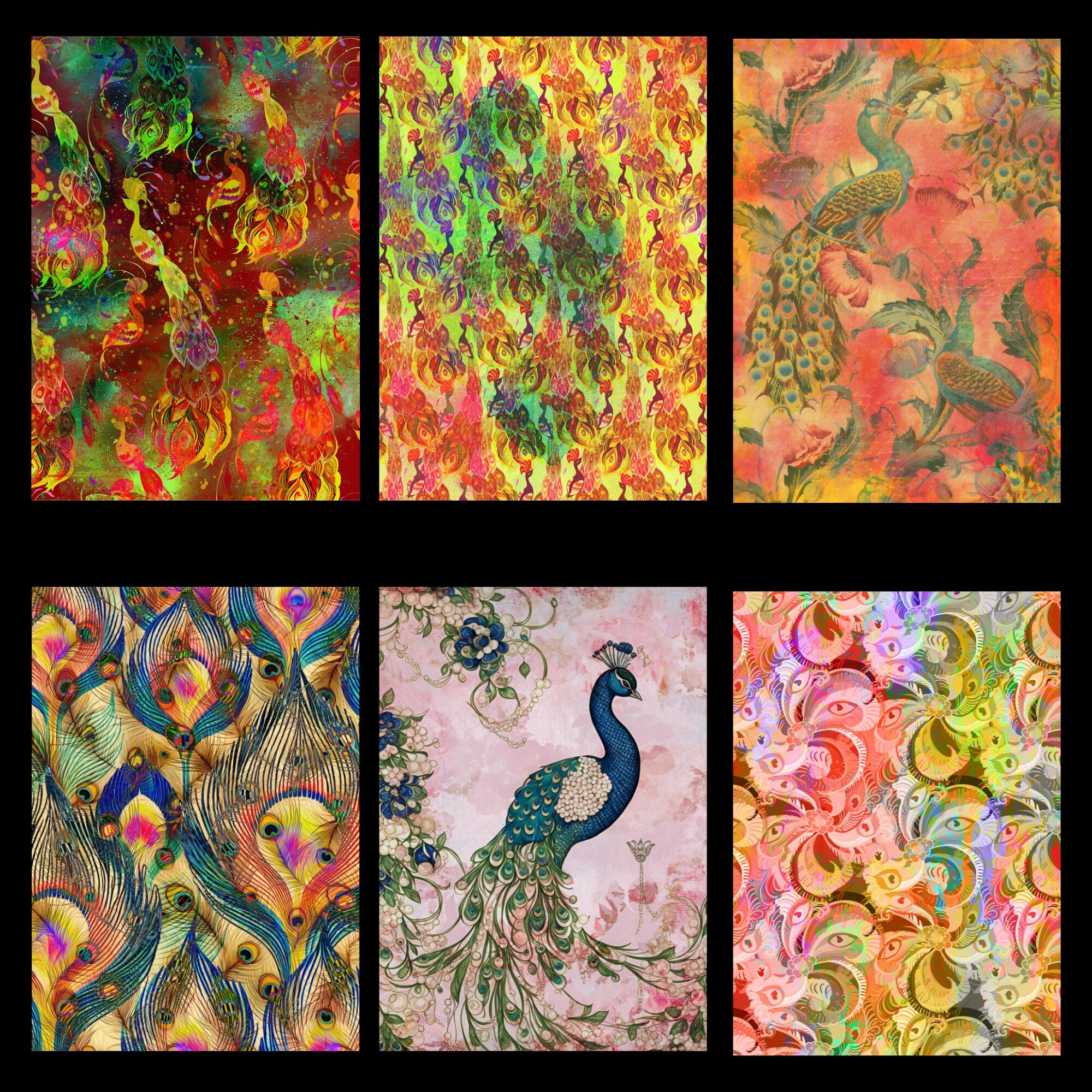 Peacock Digital A4 Paper Pack, Instant Download Papers, Printable Craft ...