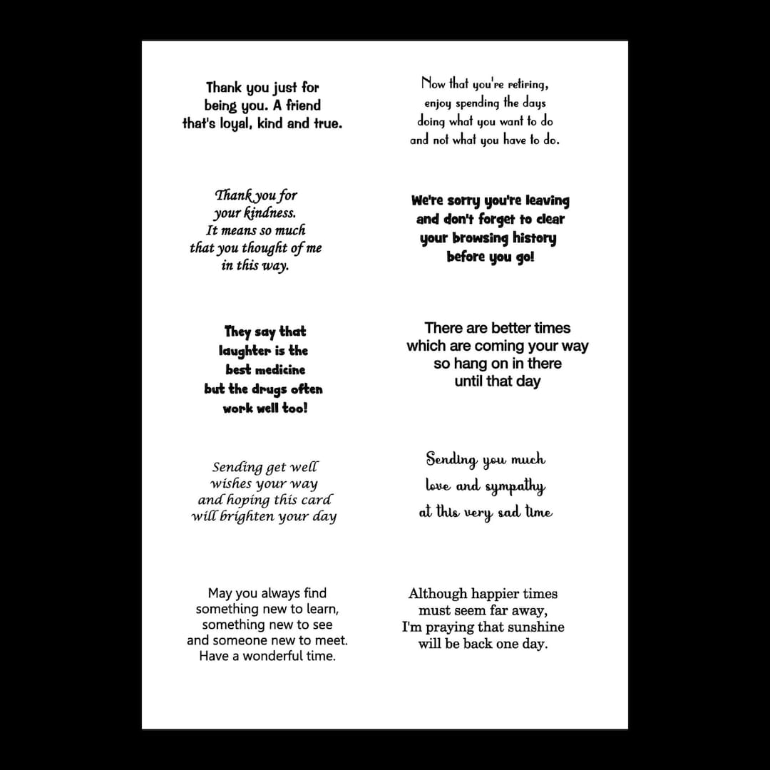 Mixed Card Inserts Digital Sheet, Printable Card Verses, Inside Card ...