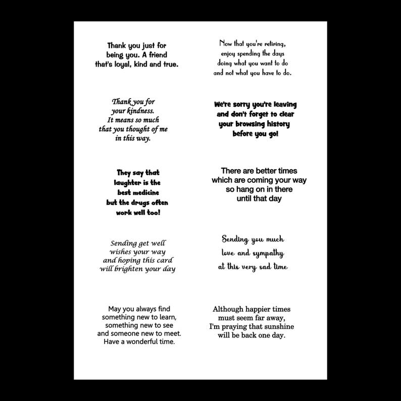 Mixed Card Inserts Digital Sheet, Printable Card Verses, Inside Card ...