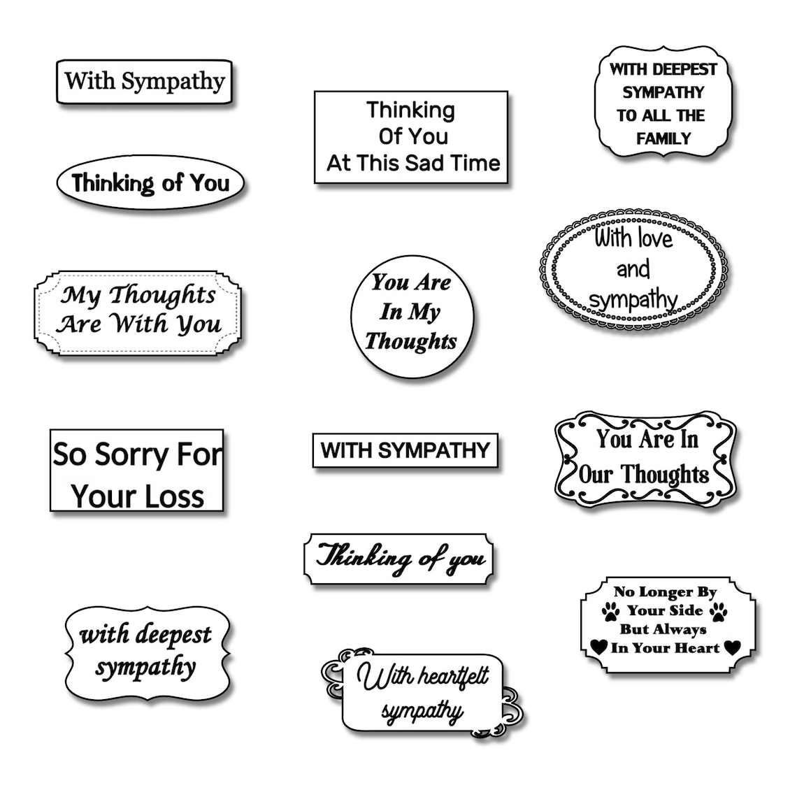 Sympathy Sentiments Digital Sheet, Sympathy Words and Phrases, Thinking ...