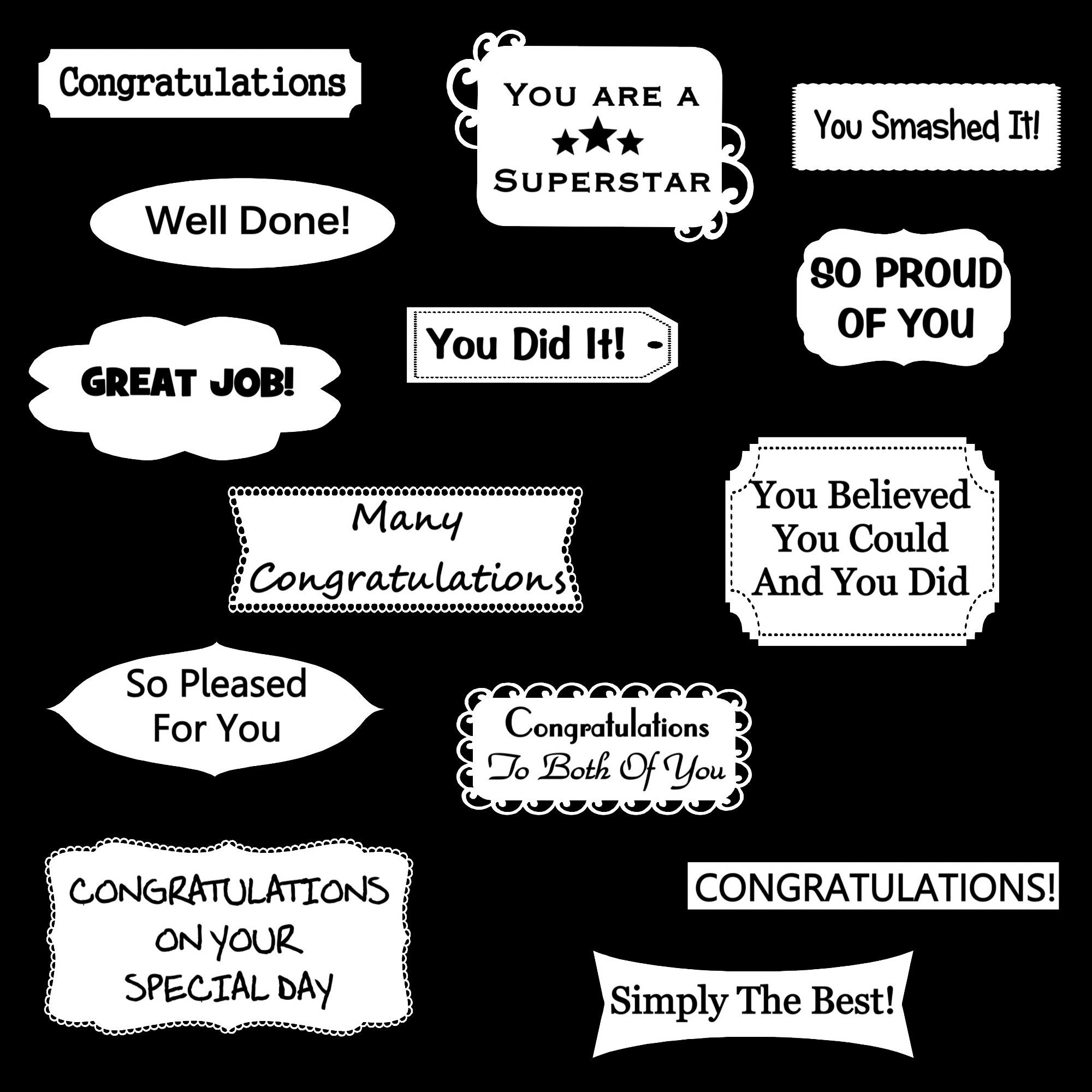 Congratulations Sentiments Digital Sheet, Printable Card Sentiments ...