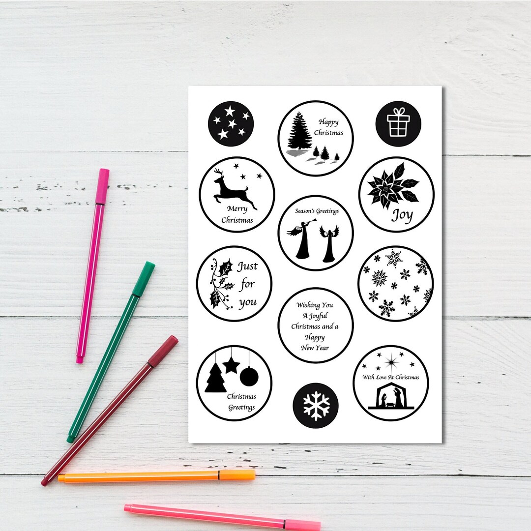 Christmas Digital Card Toppers Instant Download, Circle Gift Tags ...