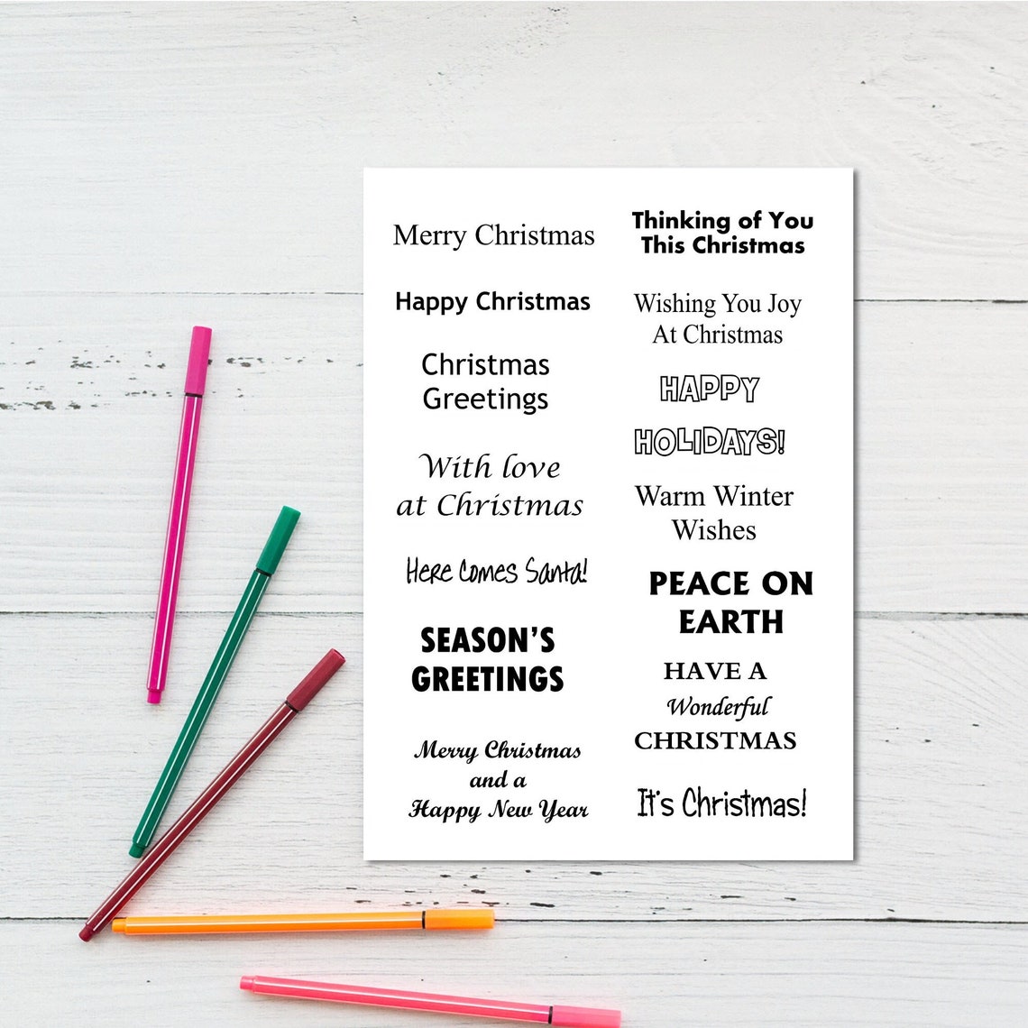 Christmas Sentiments Digital Sheet, Printable Festive Sentiments ...