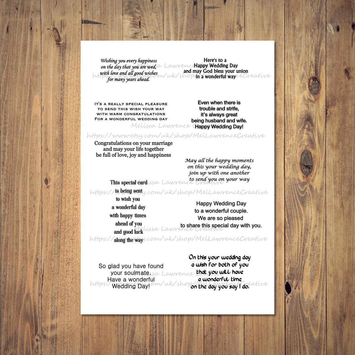 Wedding Card Inserts Digital Sheet, Printable Wedding Card Verses ...