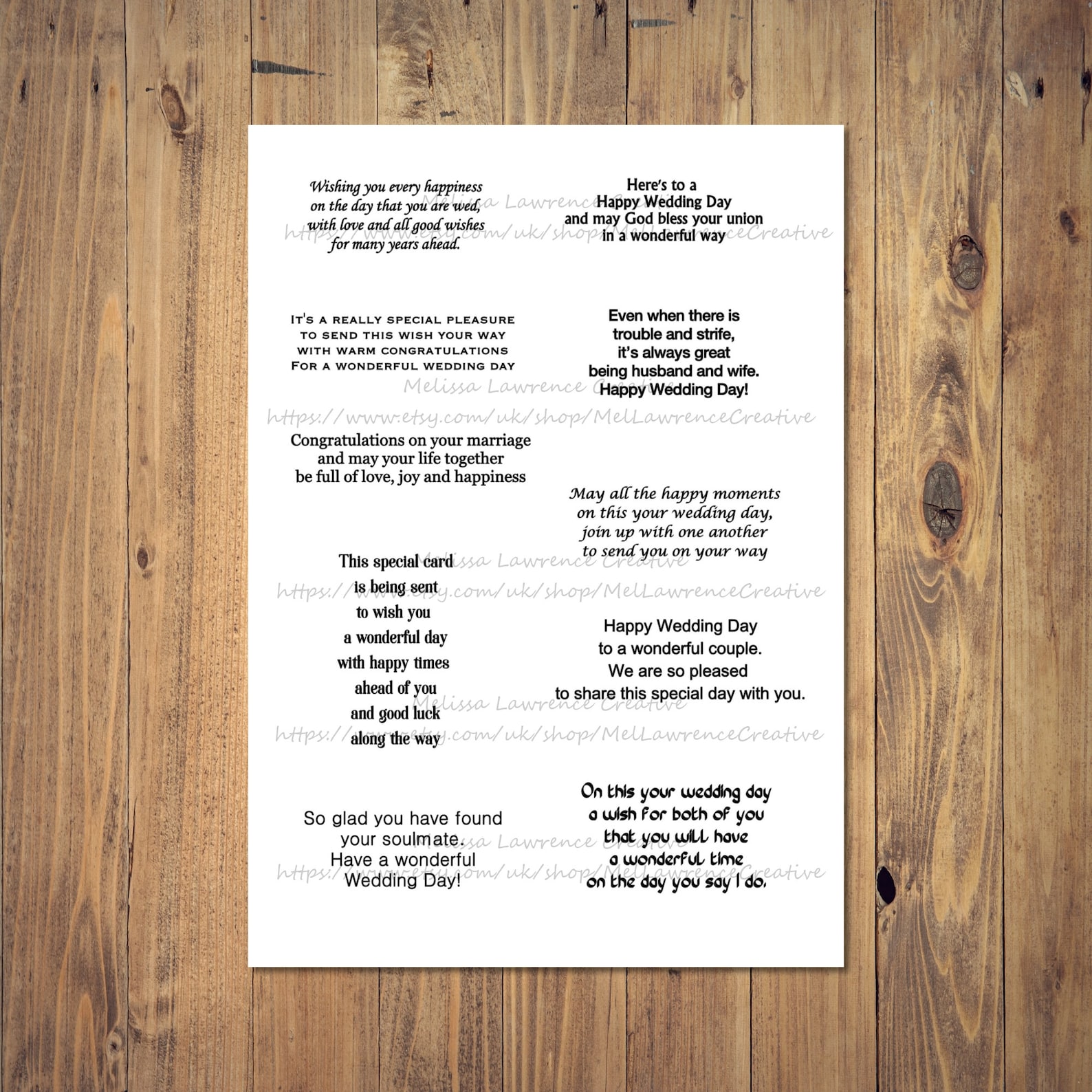 Wedding Card Inserts Digital Sheet, Printable Wedding Card Verses ...