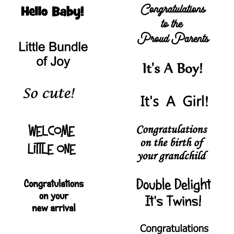 Baby Sentiments Digital Sheet, New Baby Card Words, Printable Card ...