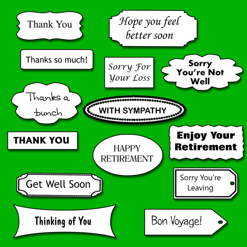 Mixed Sentiments Digital Sheet, Printable Words and Phrases, Cardmaker ...