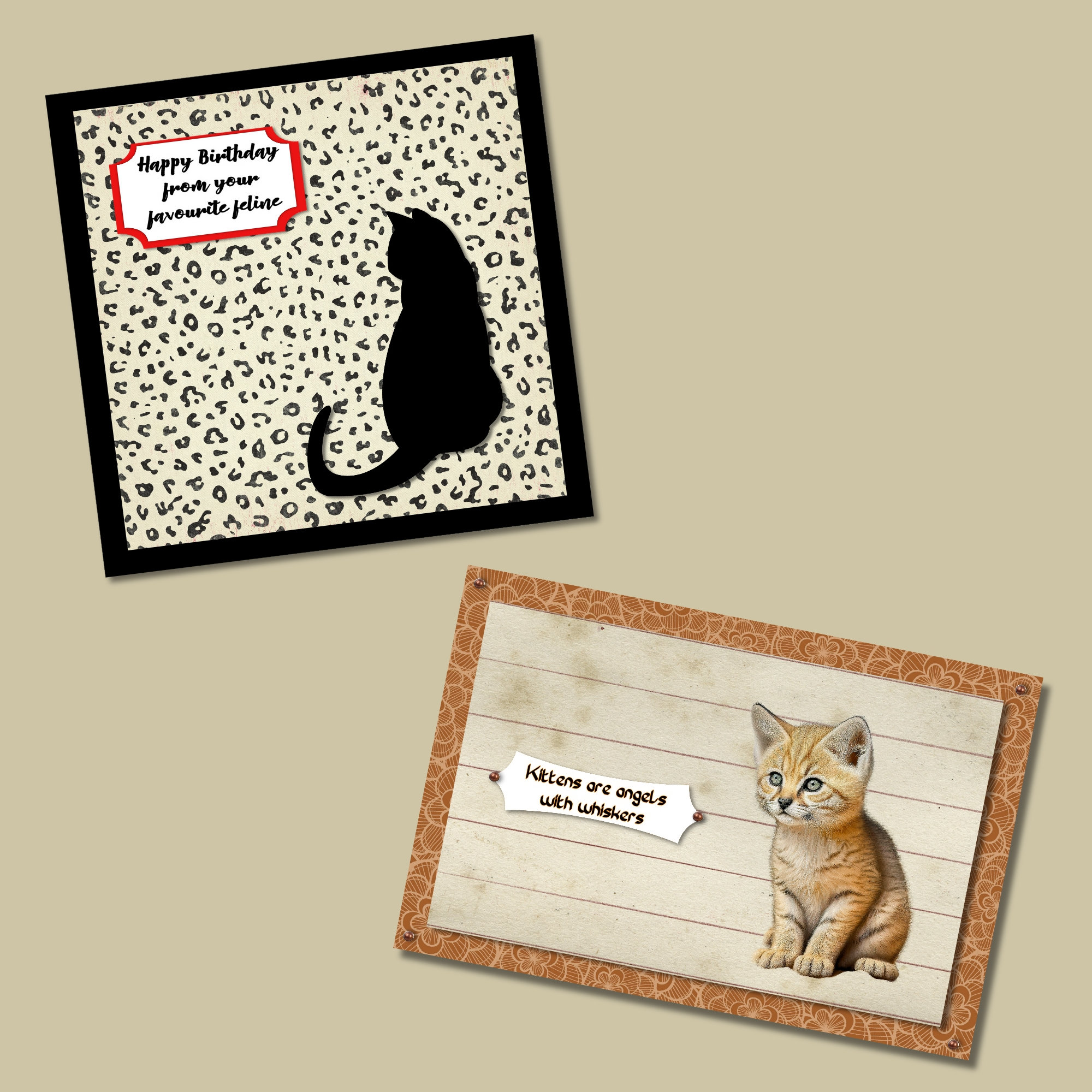 Cat Sentiments Digital Sheet, Printable Cat Quotes, Cat Card Sentiments ...