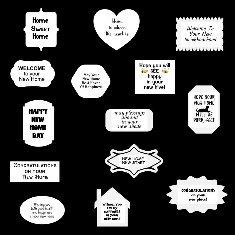 New Home Sentiments Printable, Housewarming Digital Words, Card ...