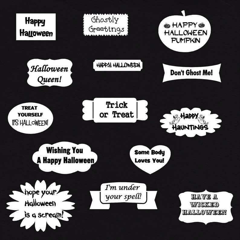 Halloween Sentiments JPG Digital Sheet, Printable Halloween Sentiments ...
