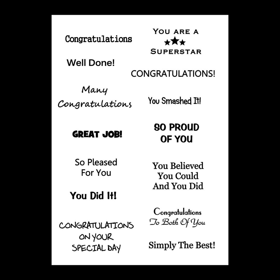 Congratulations Sentiments Digital Sheet, Printable Card Sentiments ...