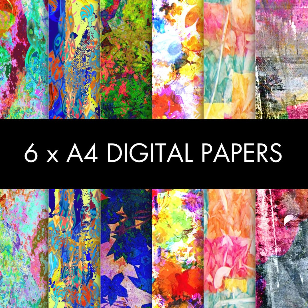 Abstract Printable A4 Papers, Mixed Media Digital Sheets, Art & Craft ...