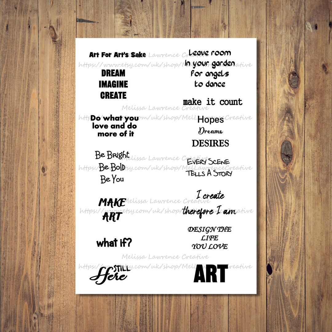 Art Journaling Sentiments Digital Sheet Printable Words and - Etsy