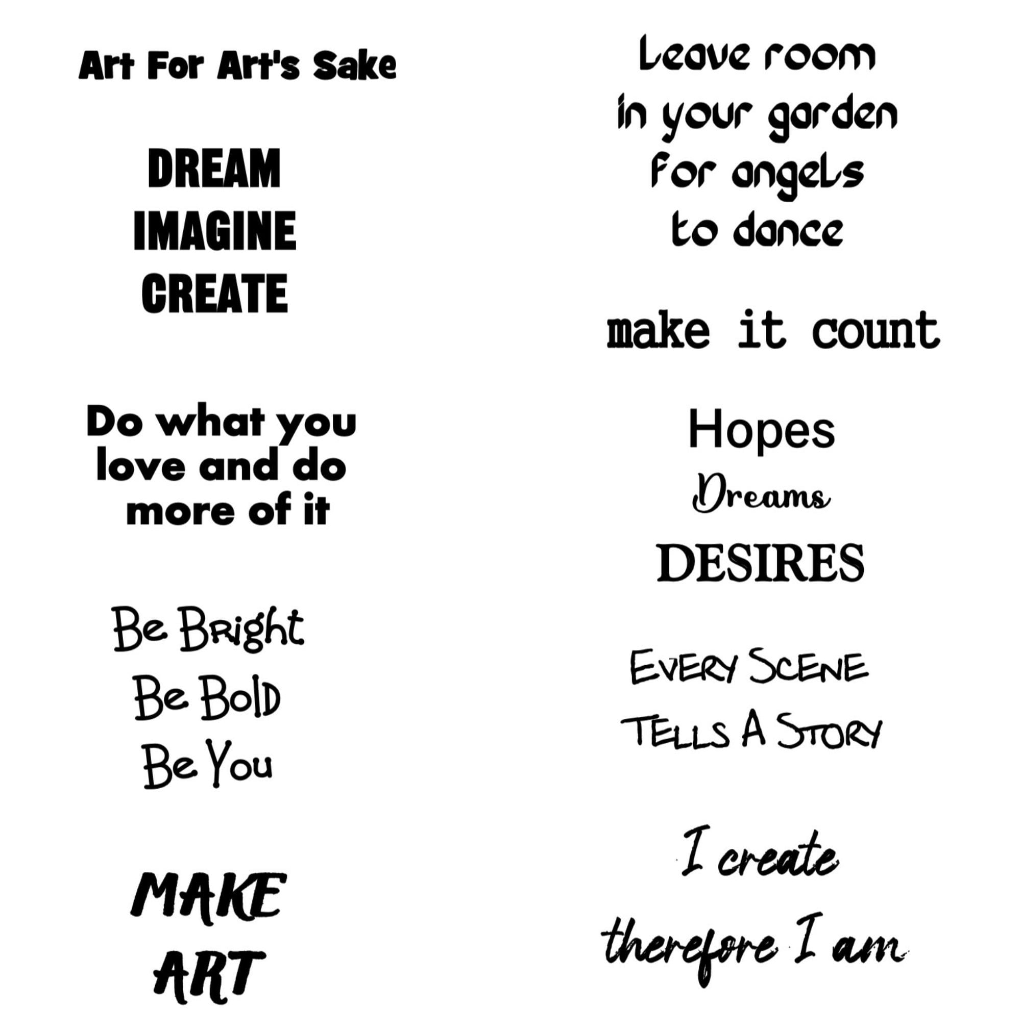 Art Journaling Sentiments Digital Sheet, Printable Words and Phrases ...