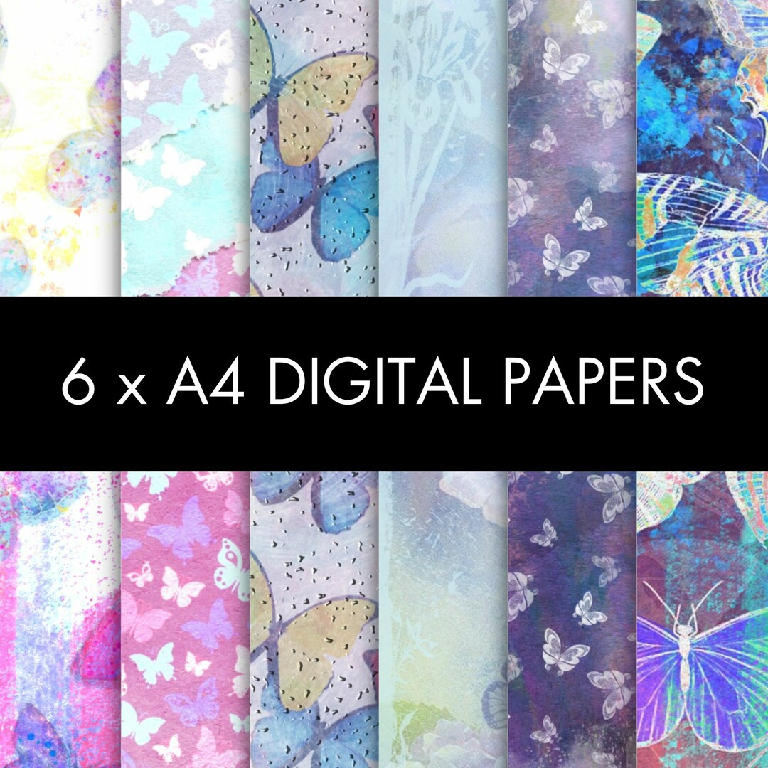 Butterfly Digital A4 Paper Pack, Instant Download Craft Papers ...