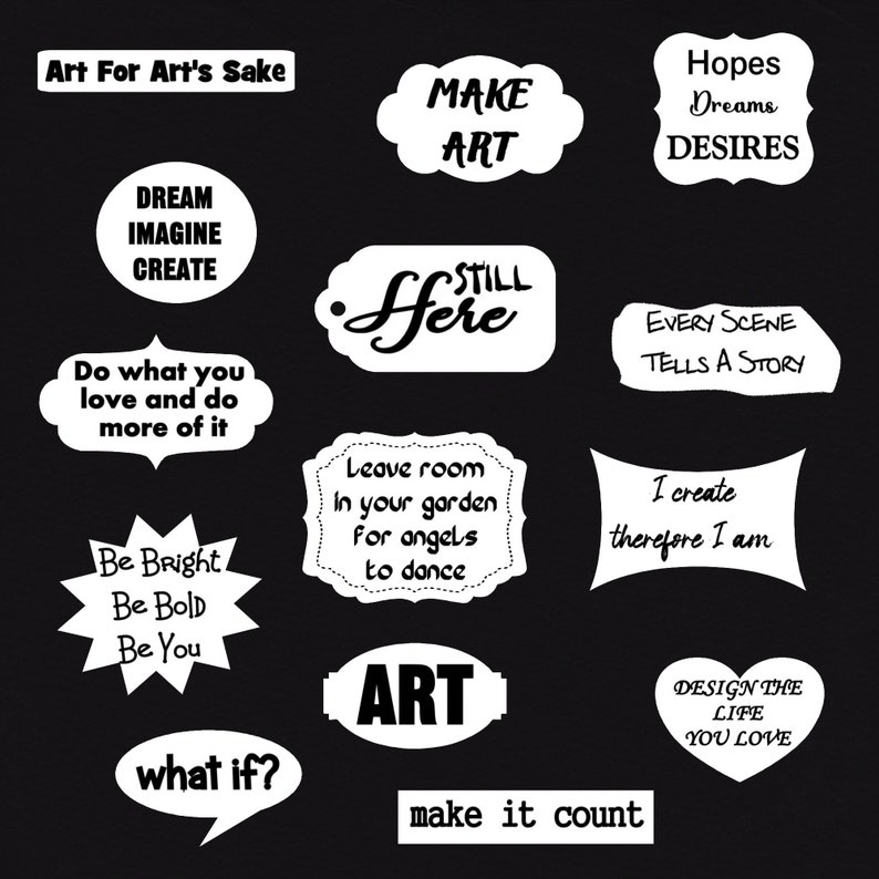 Art Journaling Sentiments Digital Sheet, Printable Words and Phrases ...