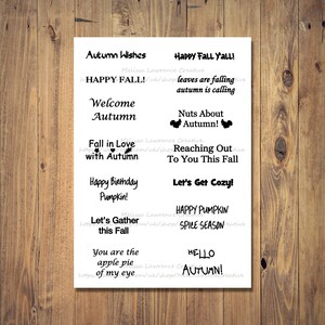 Autumn Sentiments Digital Sheet, Autumn Cardmaking, Printable Fall ...