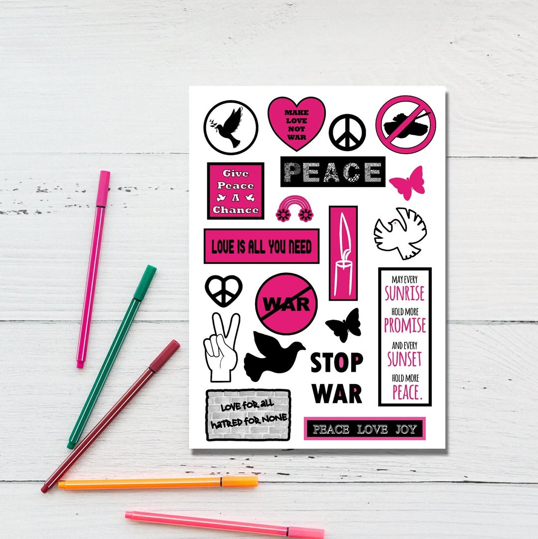 Peace Digital Collage Sheet, Instant Download Printable, Digital ...