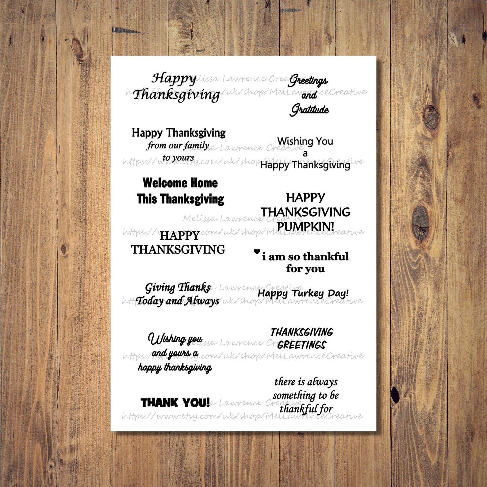 Thanksgiving Sentiments JPG Digital Sheet, Thanksgiving Words and ...
