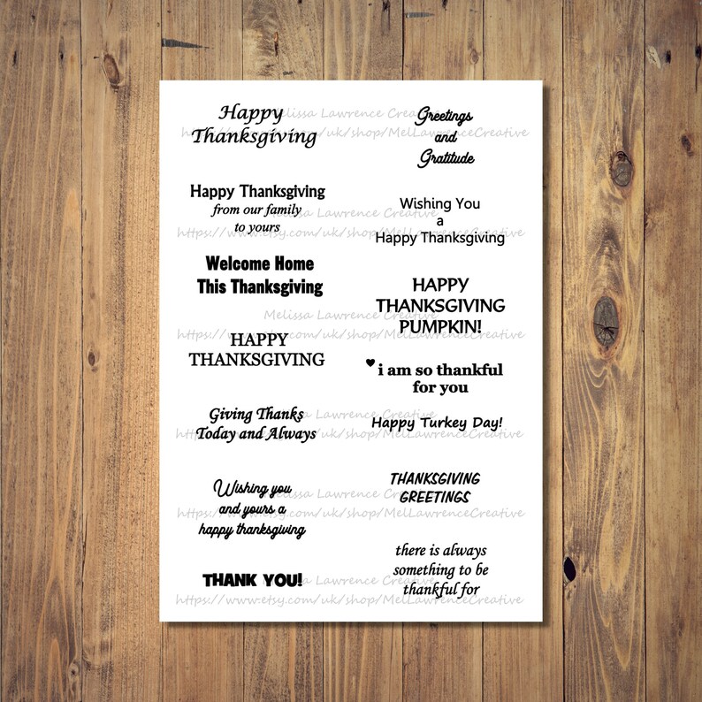 Thanksgiving Sentiments Digital Sheet, Thanksgiving Words and Phrases ...