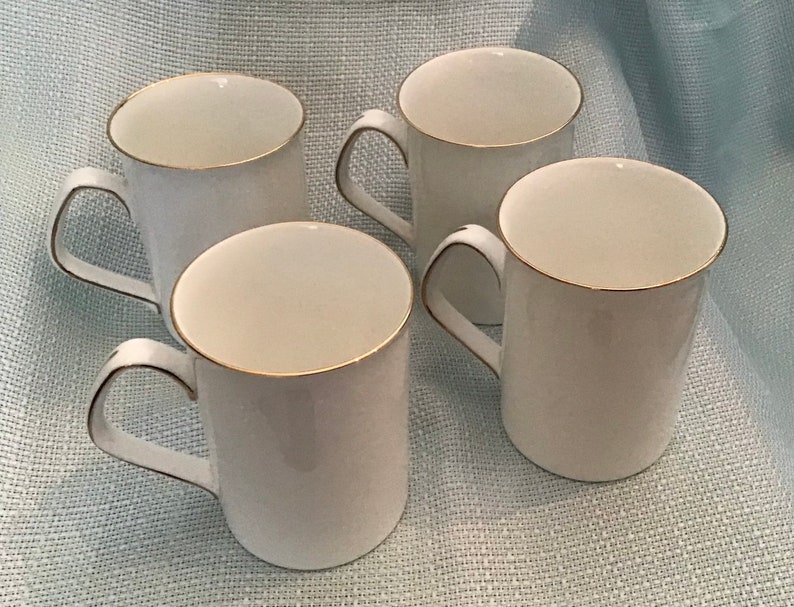 English Bone China Mug Set Railroad Motif - Etsy