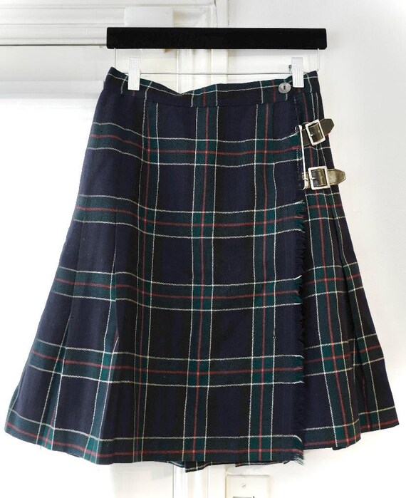 70’s Plaid & Pin Pleated Skirt - Gem