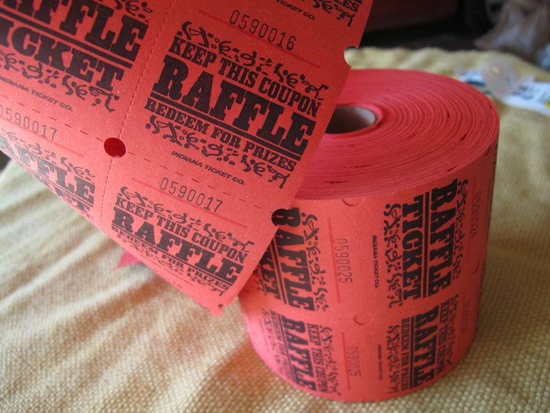 Colored Two Part Raffle Tickets (choice of Quantity) / Numbered Raffle ...
