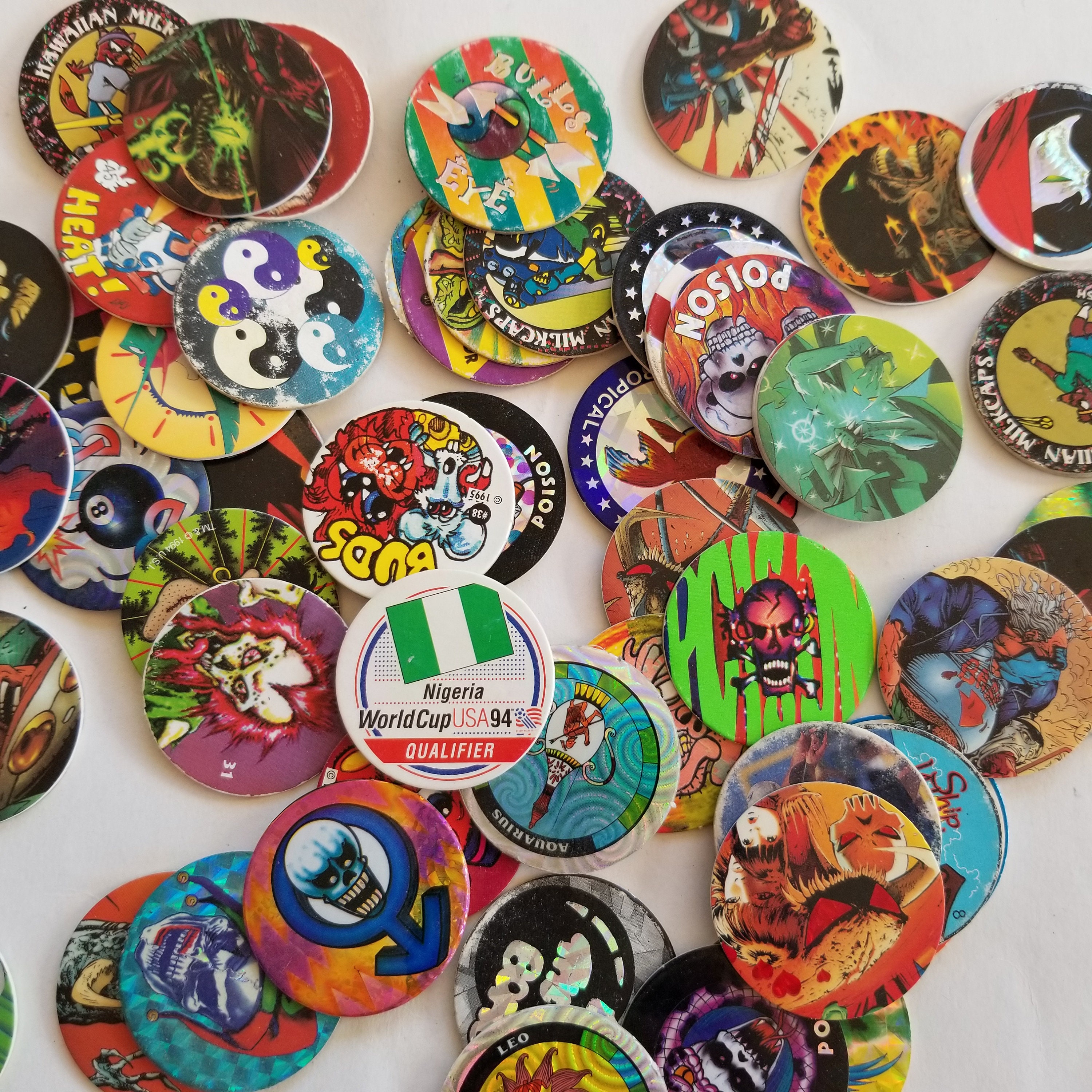 Lot of 5 10 or 15 Vintage used pogs / 1990's random pogs | Etsy