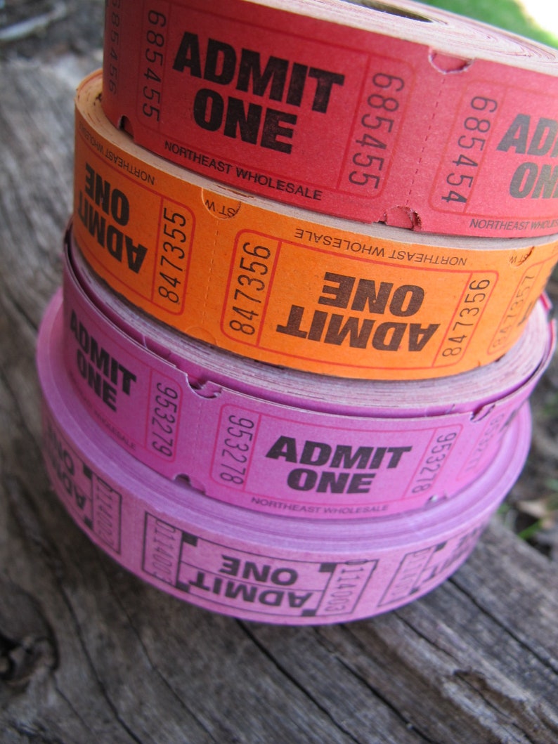 Admit One Tickets (choice of Colour) / Red Admit One Tickets / Orange ...