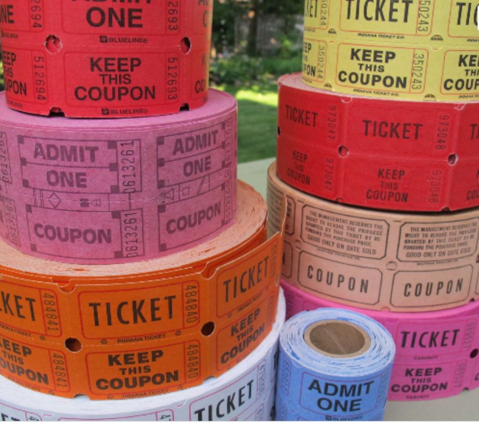 Two Part Tickets (choice of Quantity) / Choice of Colour / Numbered ...