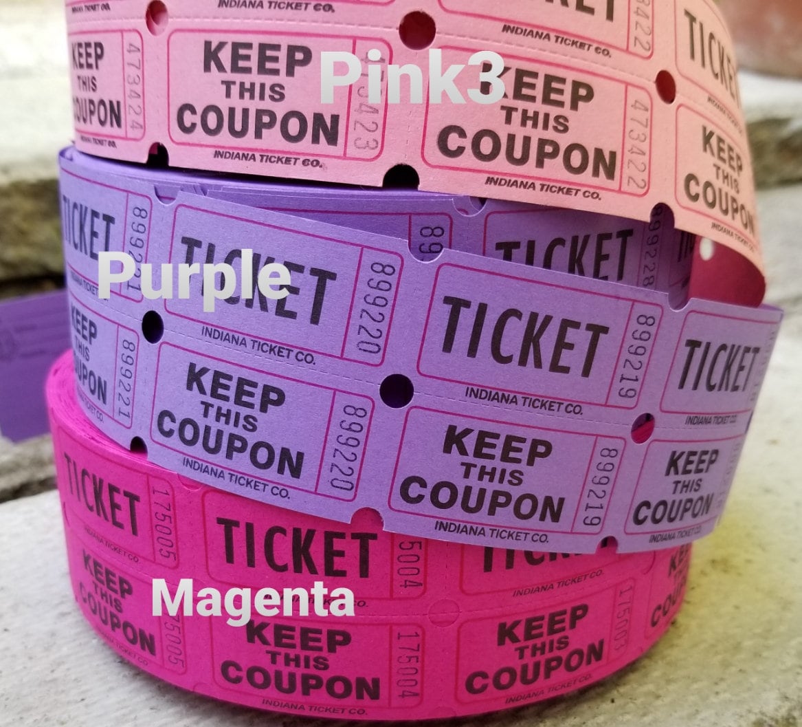 Two Part Tickets (choice of Quantity) / Choice of Colour / Numbered ...