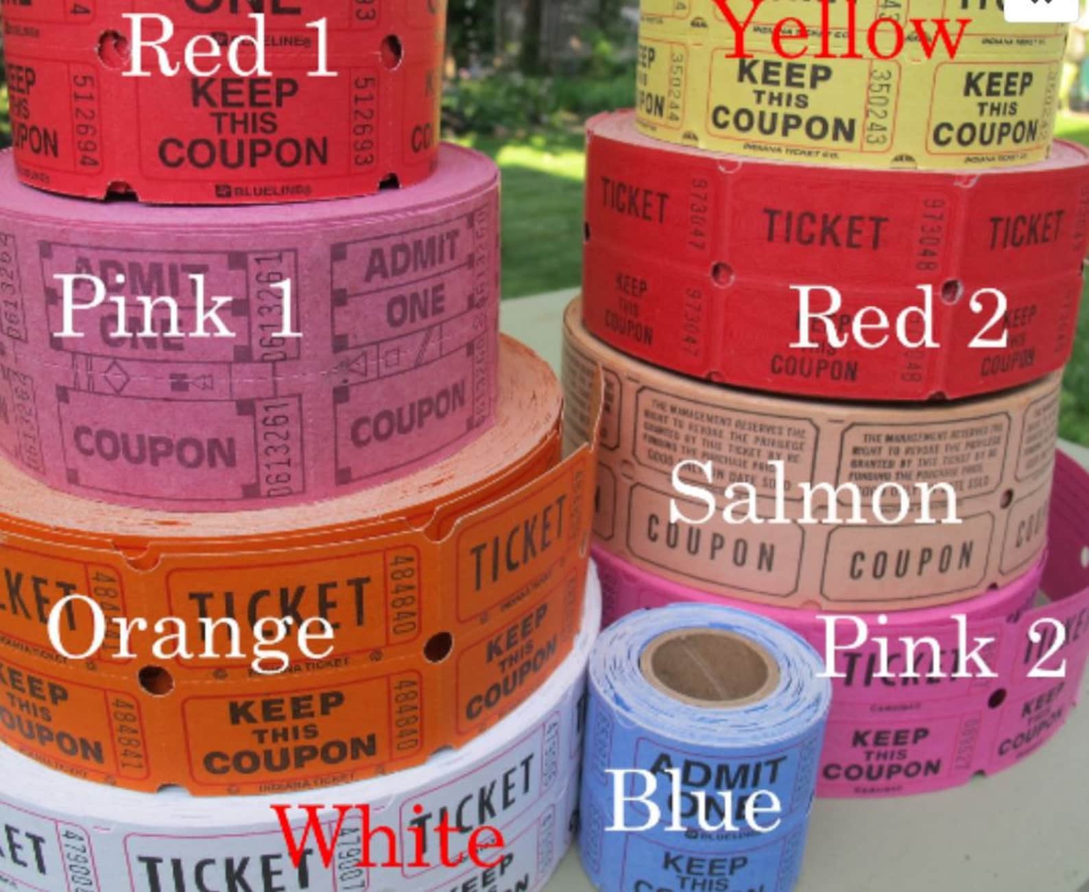 Two Part Tickets (choice of Quantity) / Choice of Colour / Numbered ...