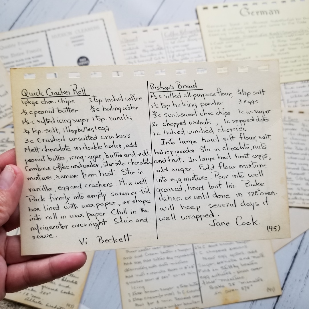 Vintage 1950's Recipe Cards 5 Pieces / Vintage Sudbury Ontario Recipe ...