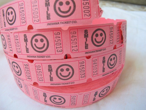 Pink Smile Tickets / Numbered pink tickets / Smiley face | Etsy