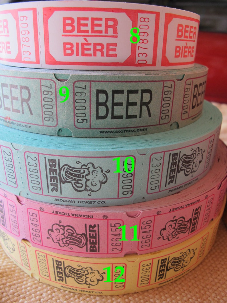 Beer Liquour Refreshment Alcohol Tickets (choice of Style) / Pink Beer ...