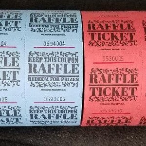 Colored Two Part Raffle Tickets (choice of Quantity) / Numbered Raffle ...