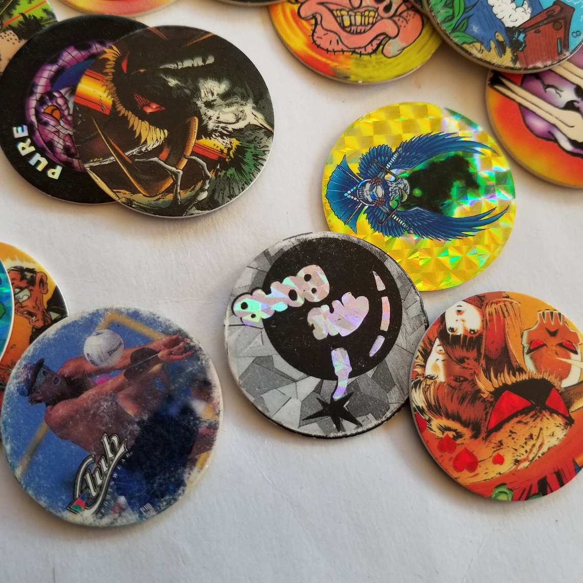 Lot of 5 10 or 15 Vintage used pogs / 1990's random pogs | Etsy