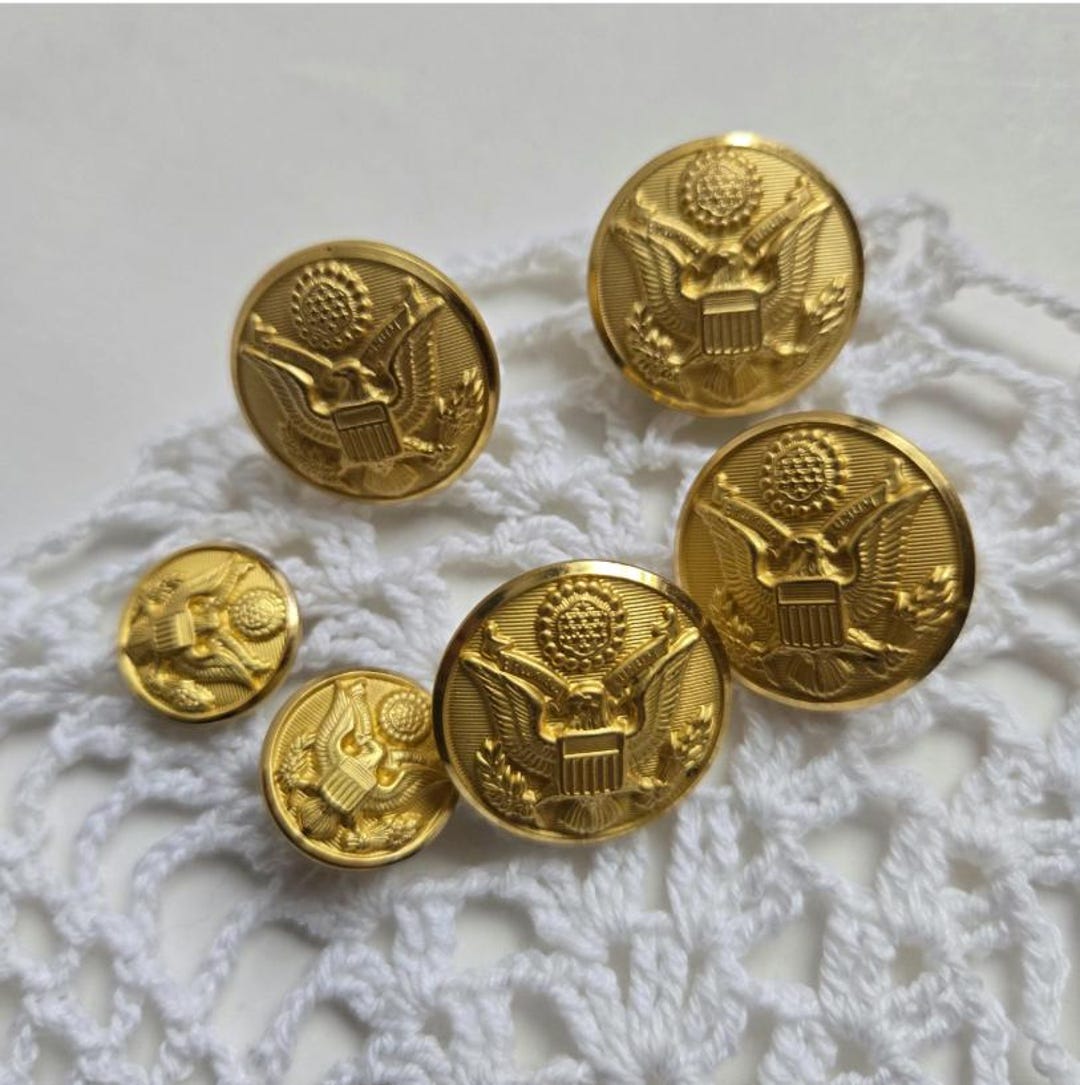 Set of 6 US Army Brass Jacket Buttons / Marked Waterbury Co's Conn. W21 ...