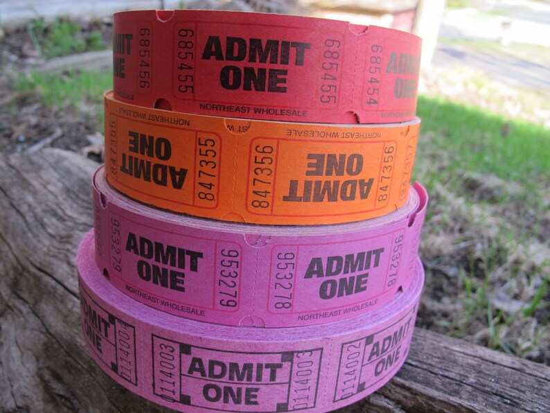Admit One Tickets (choice of Colour) / Red Admit One Tickets / Orange ...